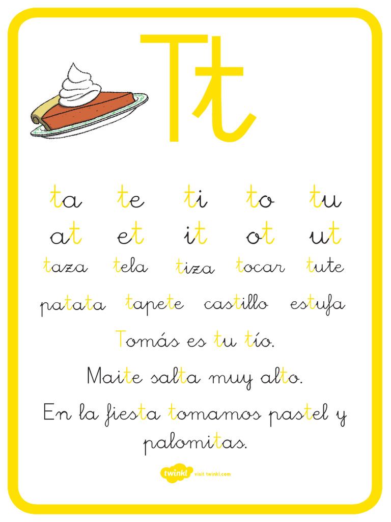 Cartilla de Lectura_ La Letra T | PDF