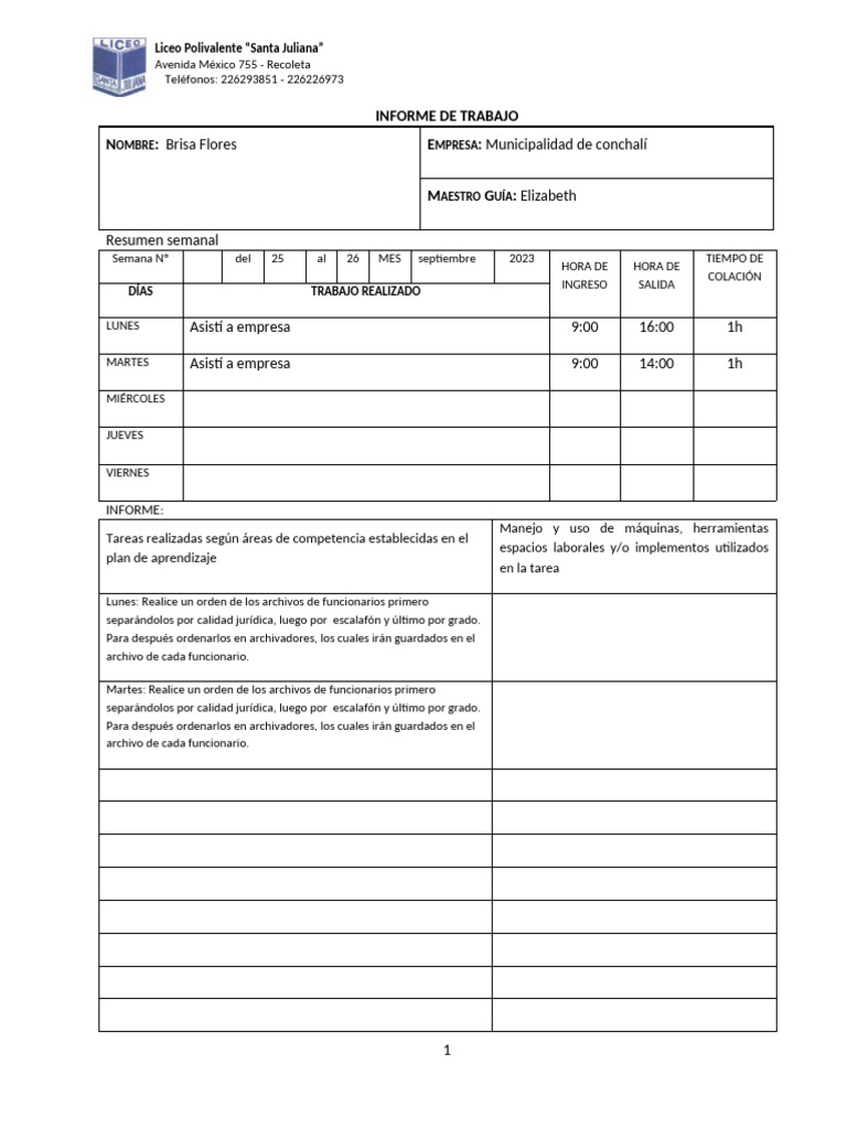 Informe de Bitacora 3ro y 4to Medio | PDF