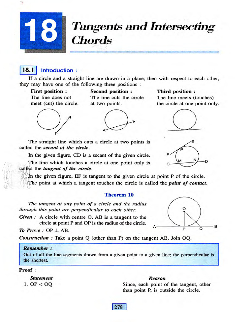 Chapter 18 Tangents and Intersecting Chords | PDF