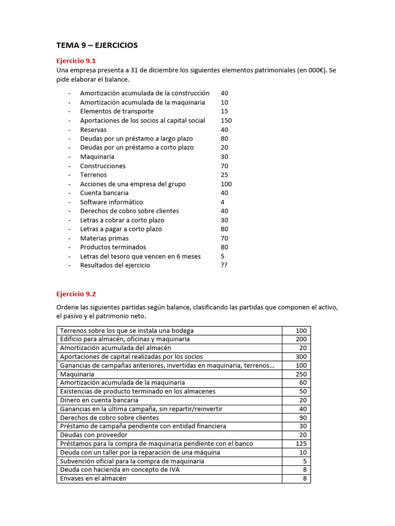 Tema 9 - Ejercicios | PDF