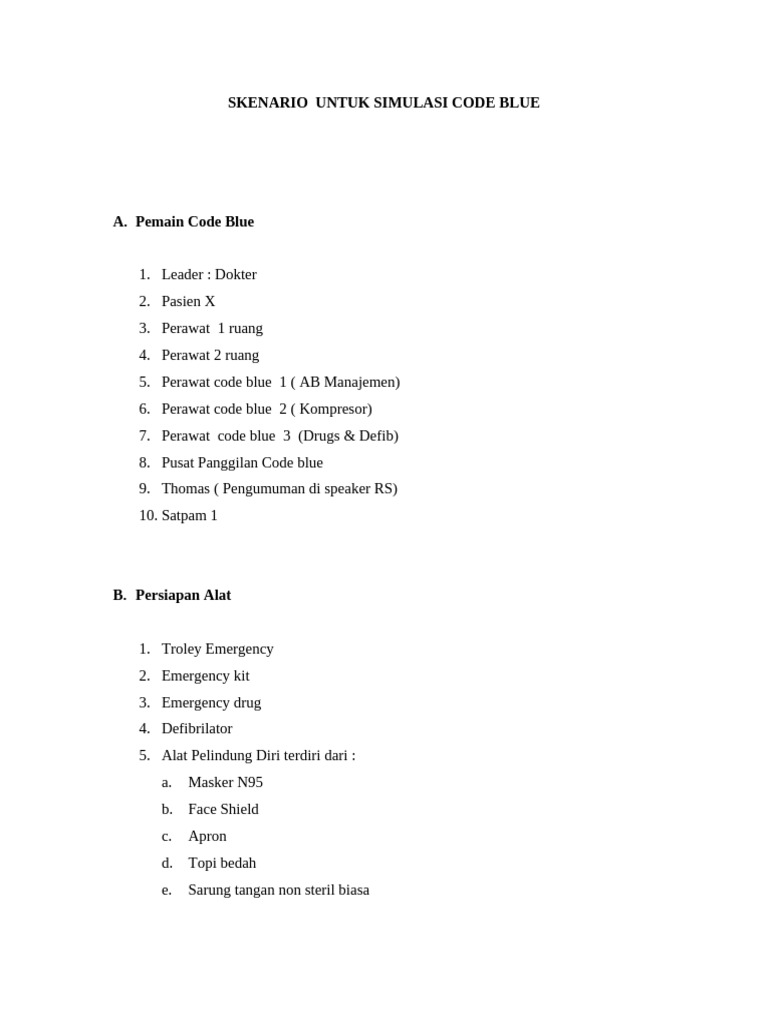 Skenario Code Blue New 2023 | PDF