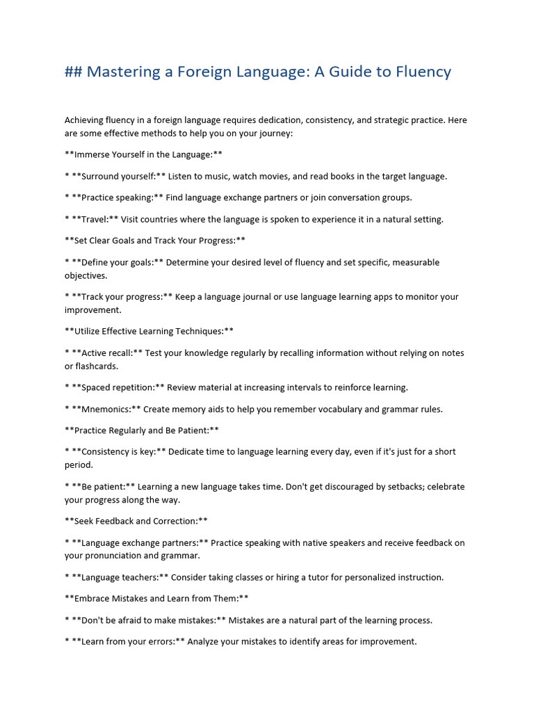 Mastering a Foreign Language | PDF