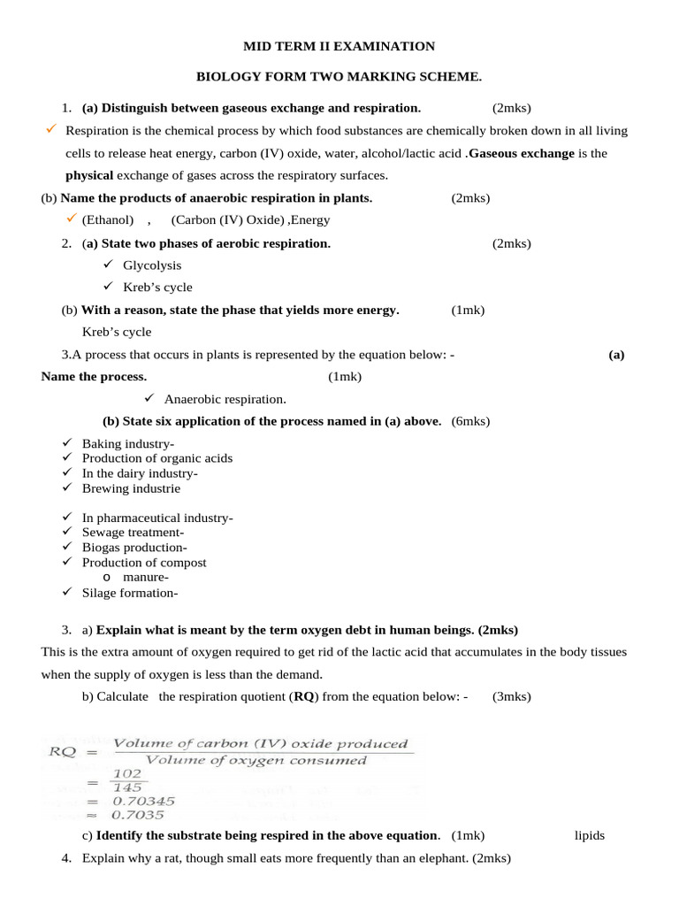 Biology F2 MS Midterm 2 Exam | PDF