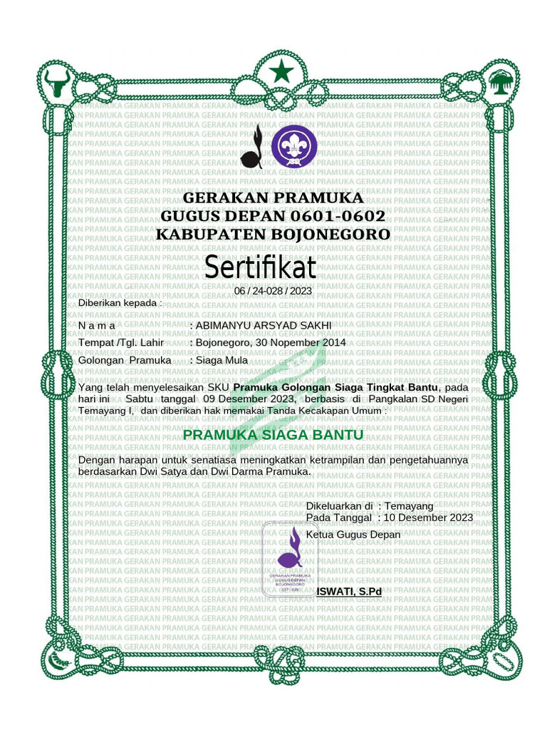 Sertifikat SKU Siaga Bantu | PDF