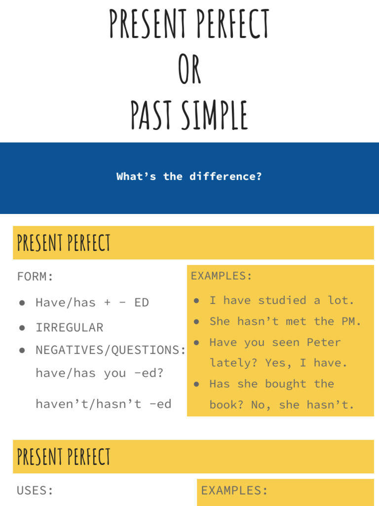 PRESENT PERFECT vs. SIMPLE PAST | PDF