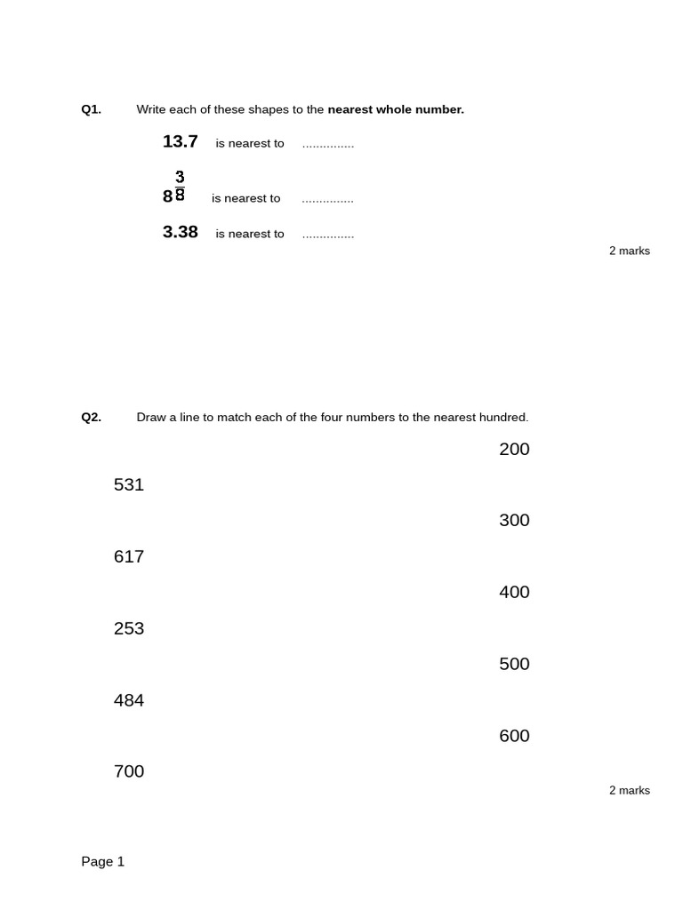 Rounding - Level 3 - Questions | PDF