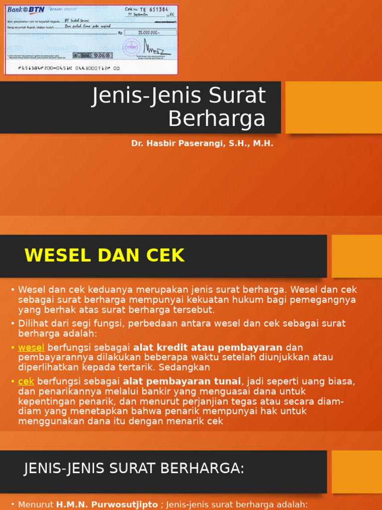 Jenis-Jenis Surat Berharga | PDF