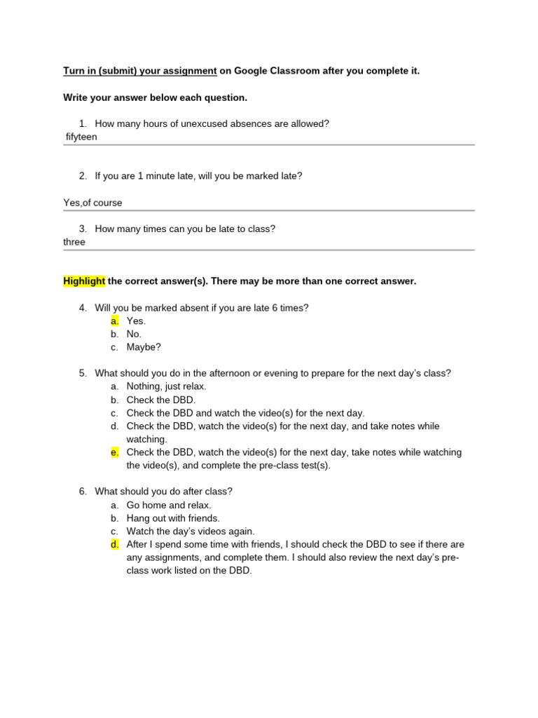 Section 8-Google Classroom - Turn in Paper - Revision Questions | PDF