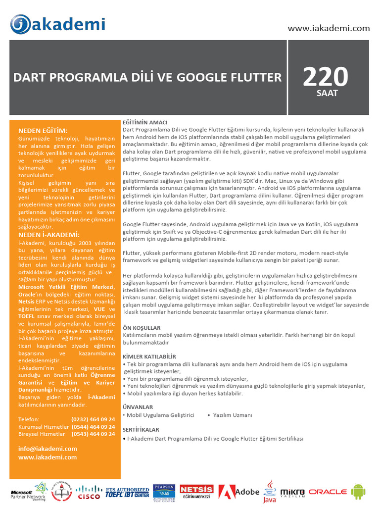 Dart Programlama Dili Google Flutter Egitimi | PDF