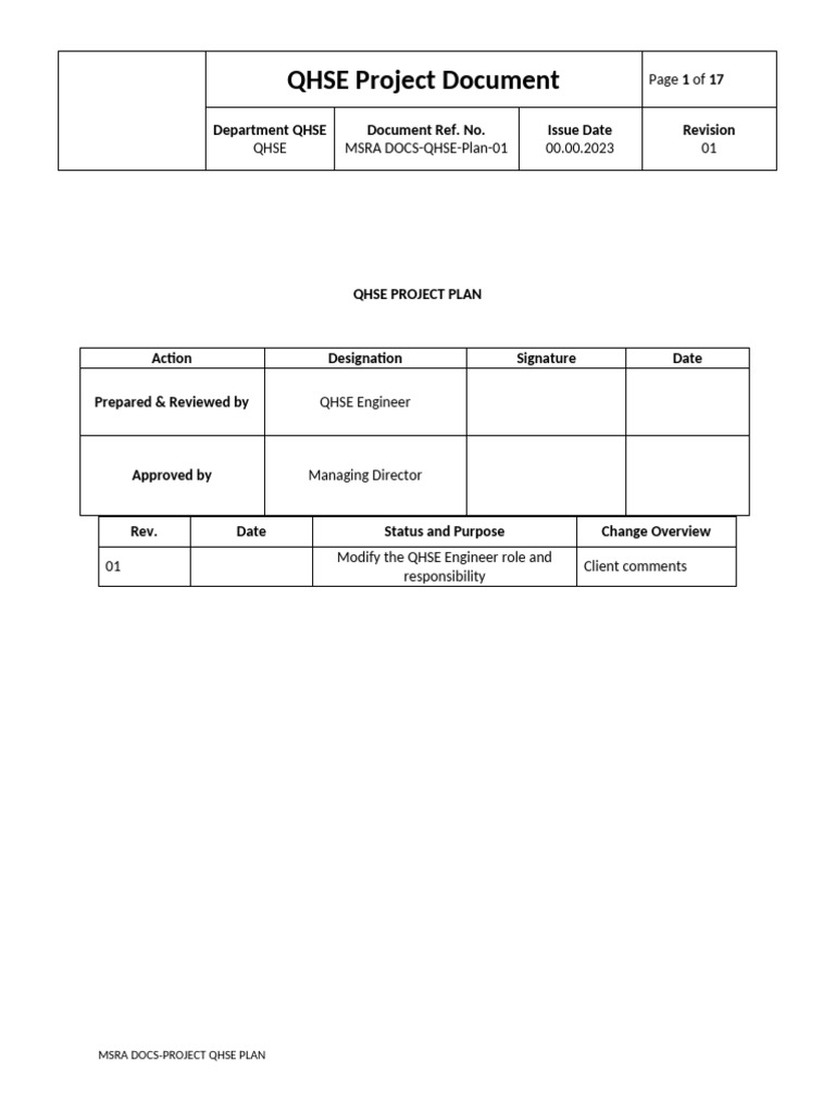Qhse Project Plan | PDF