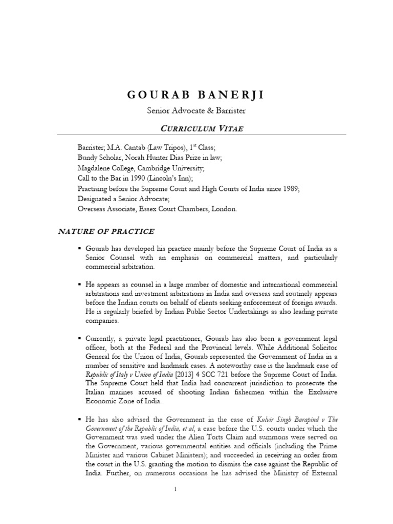 Gourab Banerji - CV 1 | PDF