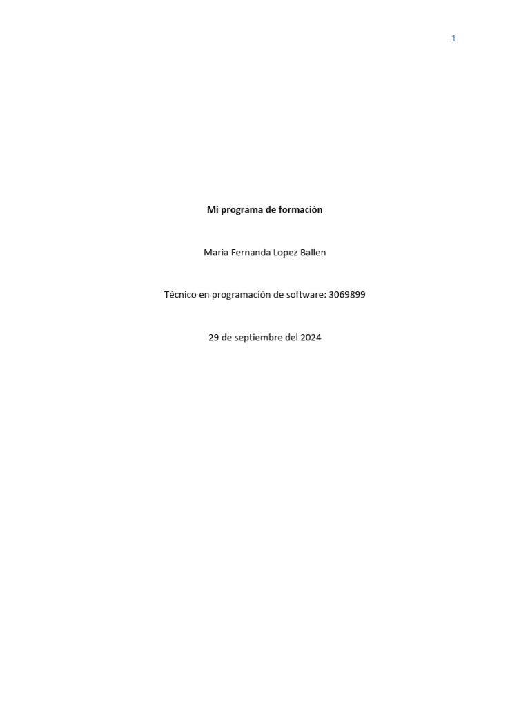 Mi Programa de Formacion | PDF