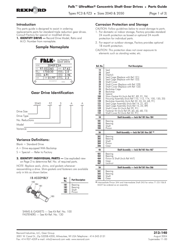 313-140_Falk-UltraMax-Type-FC3,FZ3,Sizes-2040,2050-Gear-Drives_Parts ...