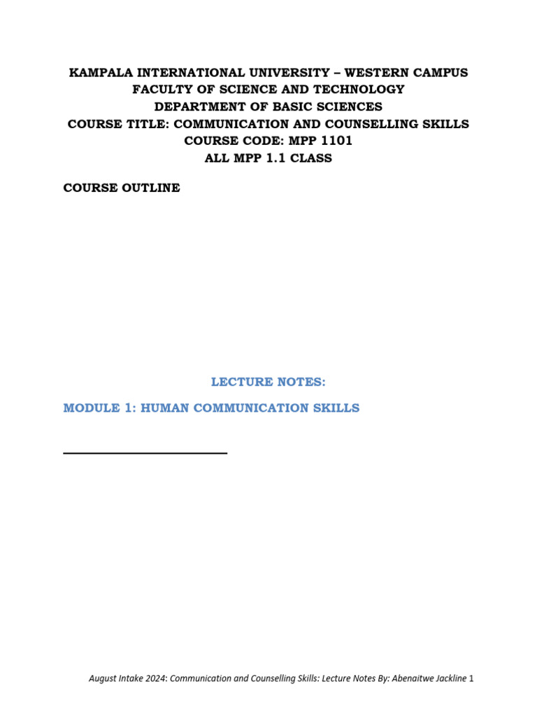 Communication Skills LECTURE NOTES MODULE 1pdf | PDF | Communication ...