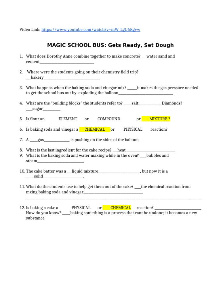 MAGIC SCHOOL BUS: Gets Ready, Set Dough | PDF