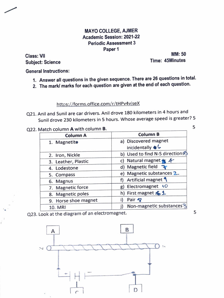 PA3 Science - Paper 1 | PDF