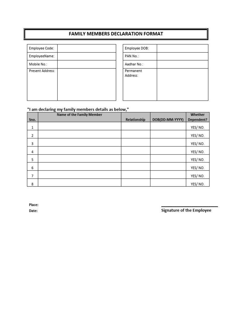 2 Family Members Declaration Form | PDF