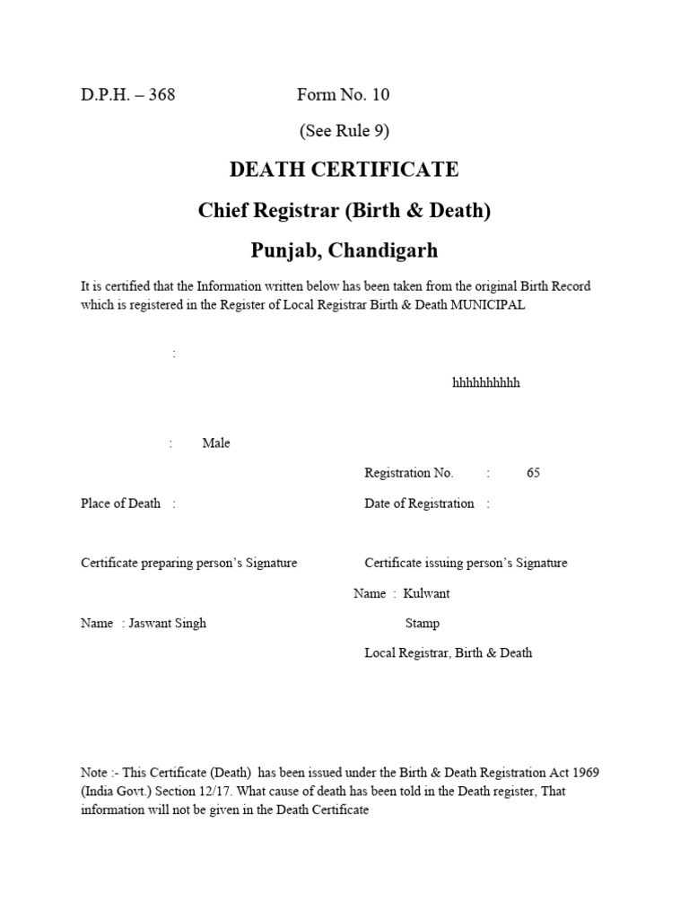 Death Certificate | PDF