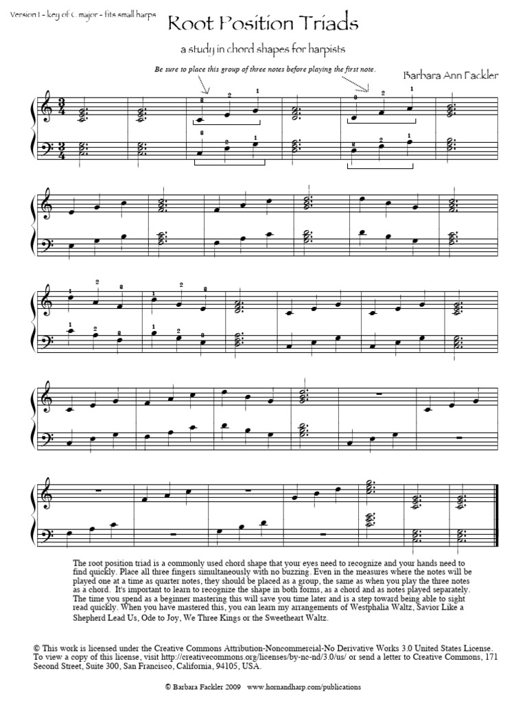 Harp Instruction Root Position Triads - Sheet Music | PDF