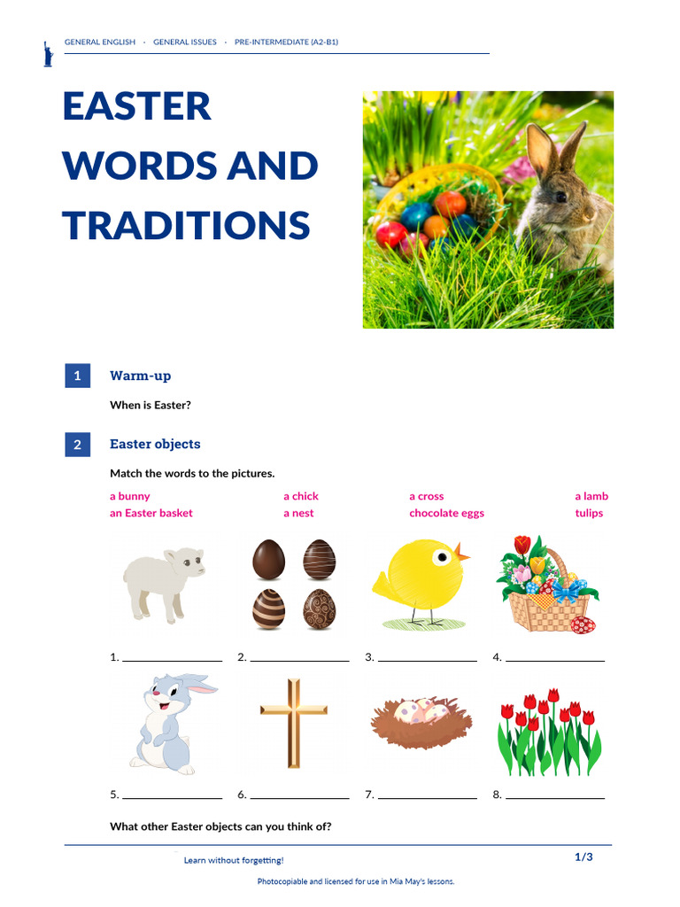 Easter Words and Traditions American English Teacher Ver2 | PDF