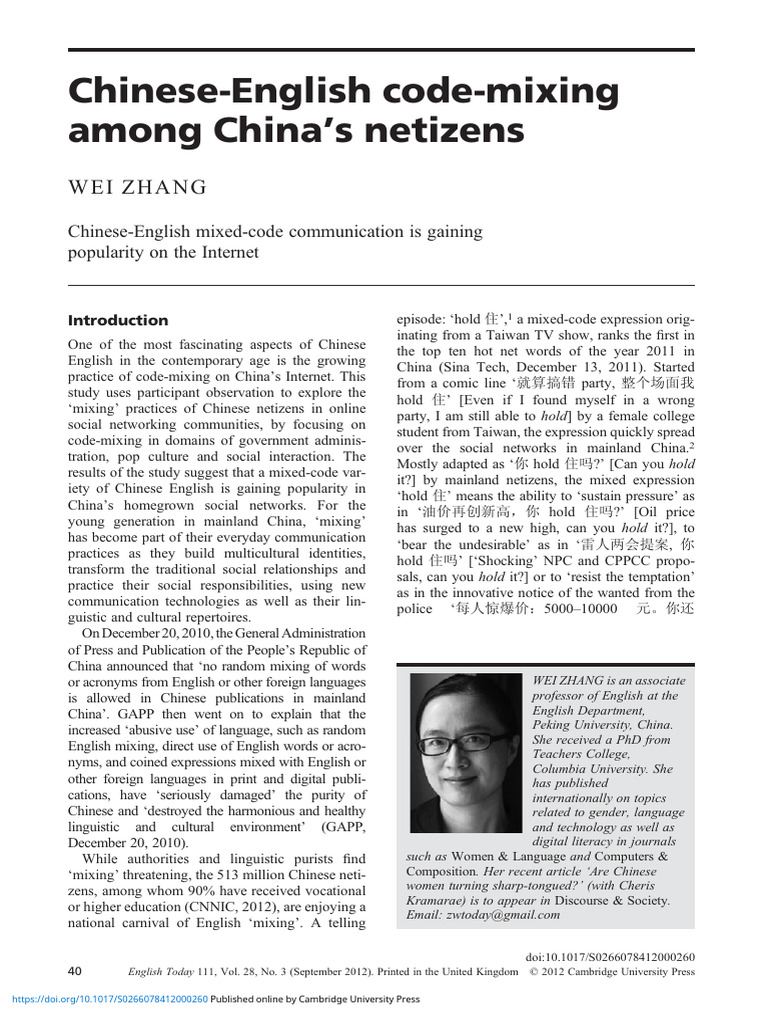 Chinese English Codemixing Among Chinas Netizens | PDF