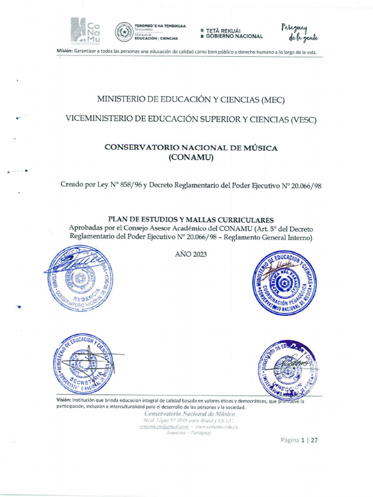 Plan de Estudios CONAMU 2023 | PDF