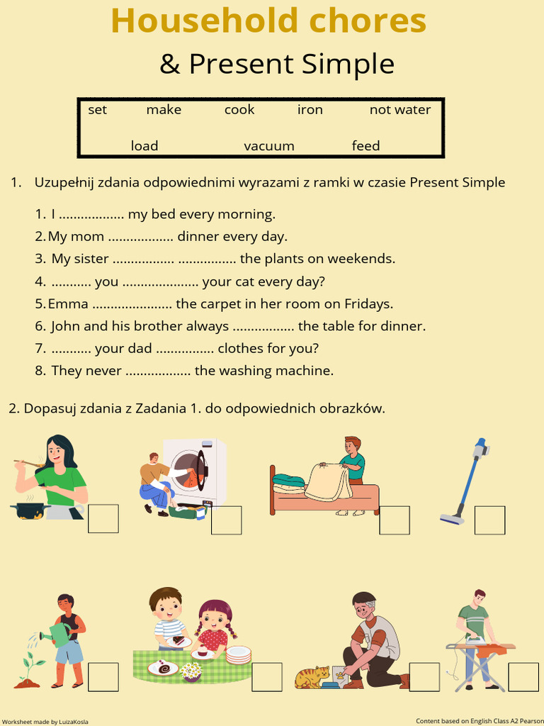 Household chores & Present Simple | PDF