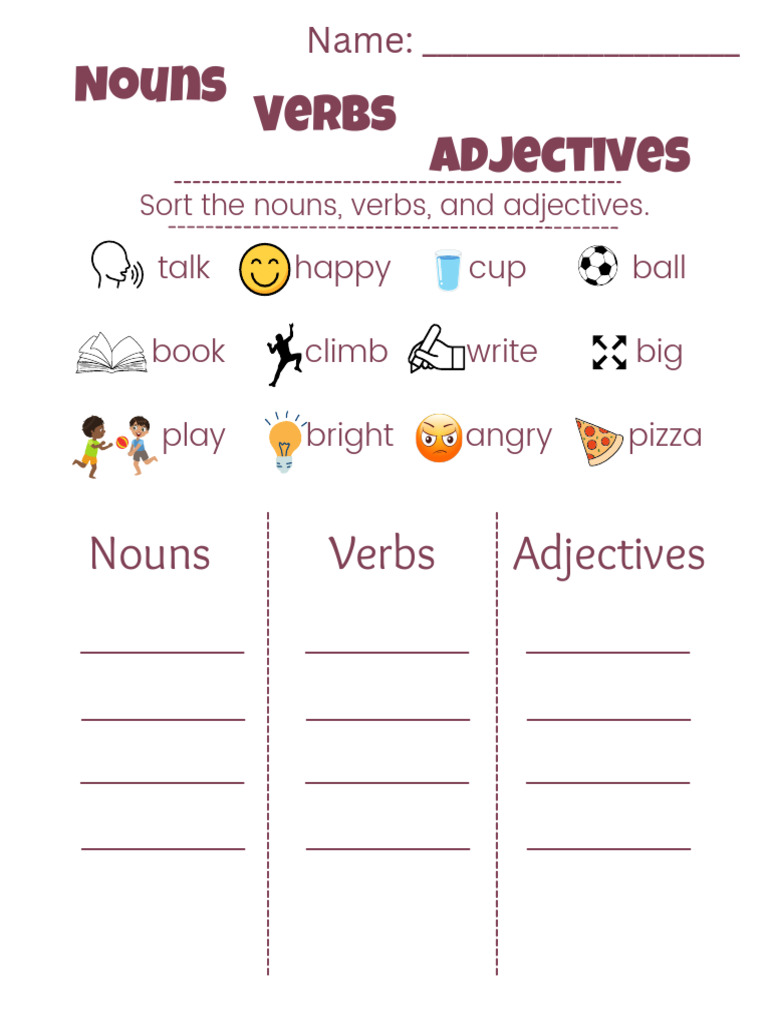Nouns, Verbs, and Adjectives | PDF