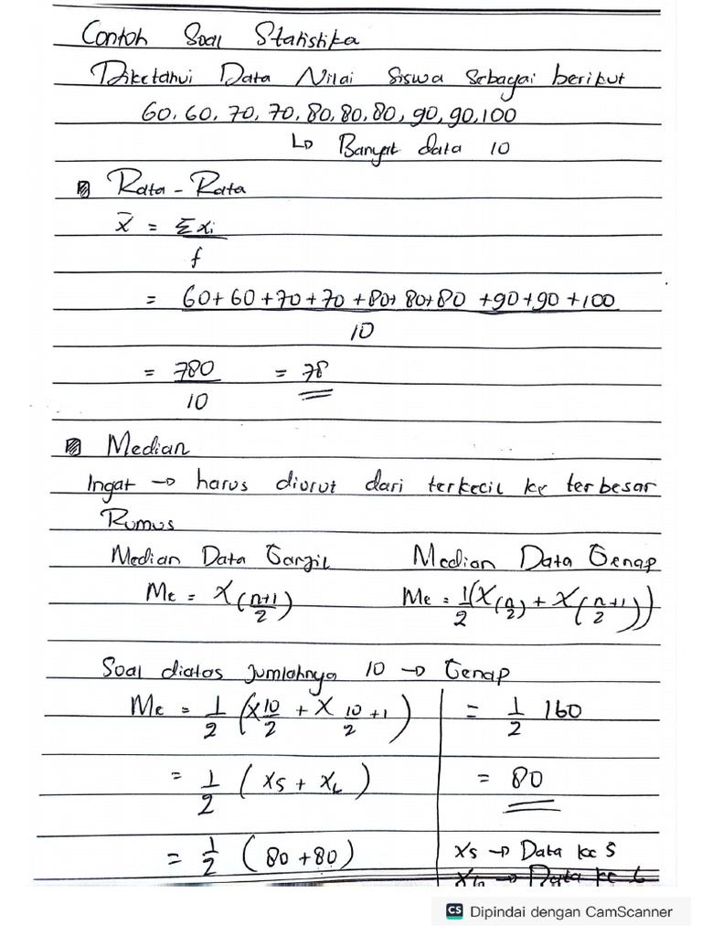 Statistika Kelas 2 Contoh Soal Data Tunggal Dan Berkelompok | PDF