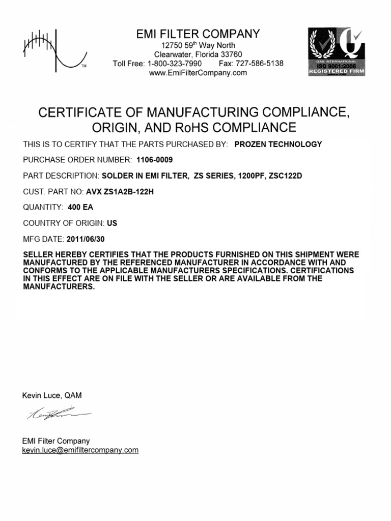 08 - EMI Filter COC | PDF