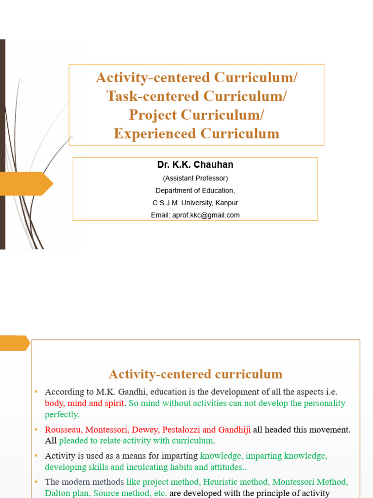 8 Activity Centered Curriculum | PDF