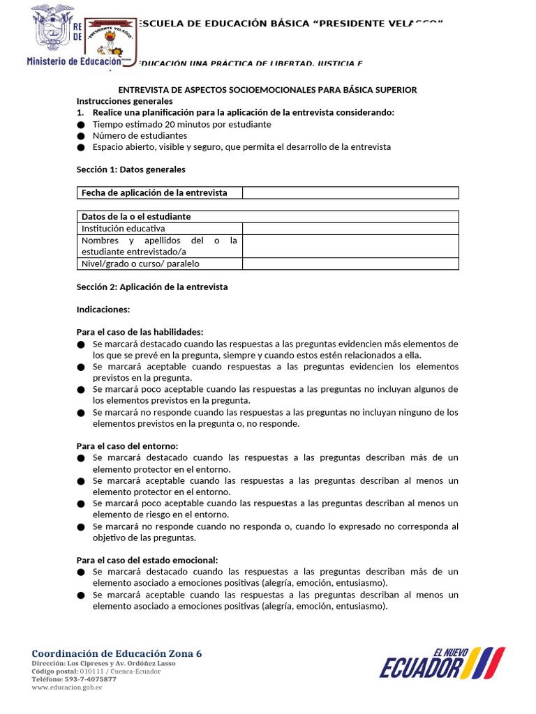 Formato Encuesta Socioemocional Superior - F2 | PDF