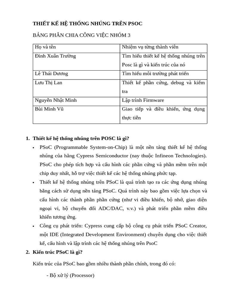 THIẾT KẾ HỆ THỐNG NHÚNG TRÊN PSOC | PDF