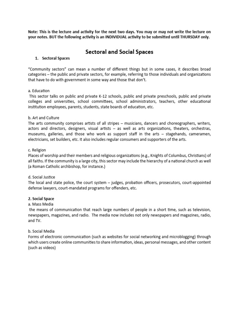 Understanding Sectoral and Social Spaces | PDF