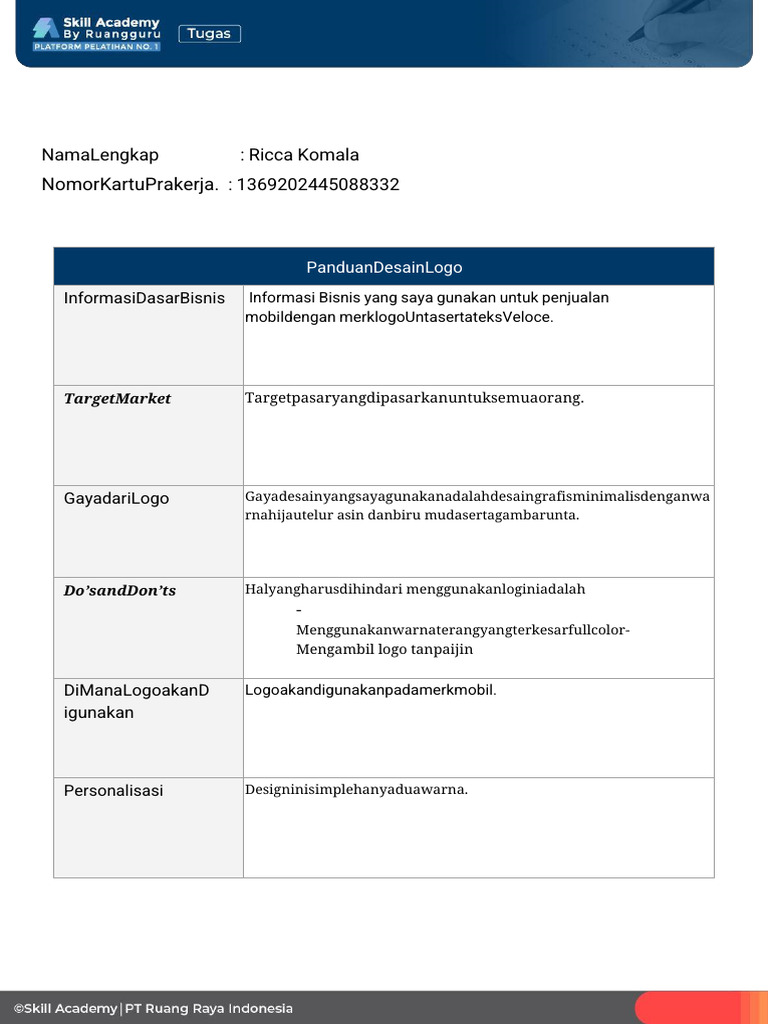 Membuat Logo Menggunakan Adobe Illustrator - (Ricca Komala) | PDF