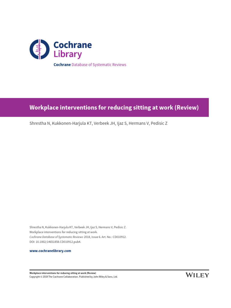 Workplace Interventions For Reducing Sitting at Work (Review) | PDF ...