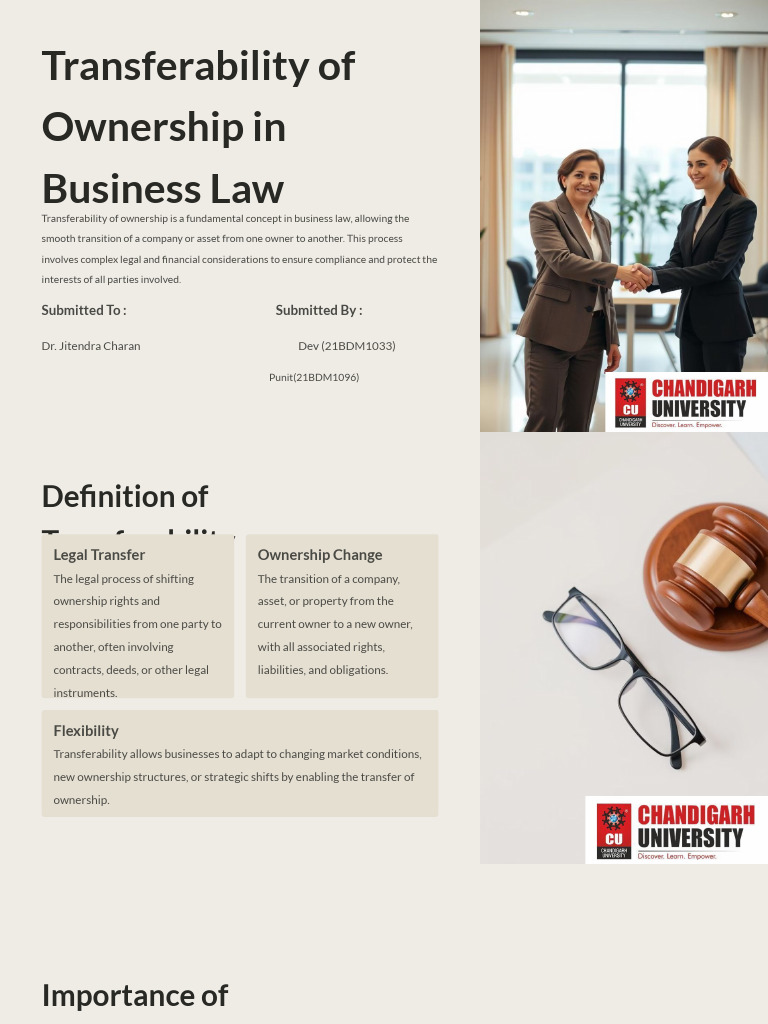 Transferability of Ownership in Business Law | PDF