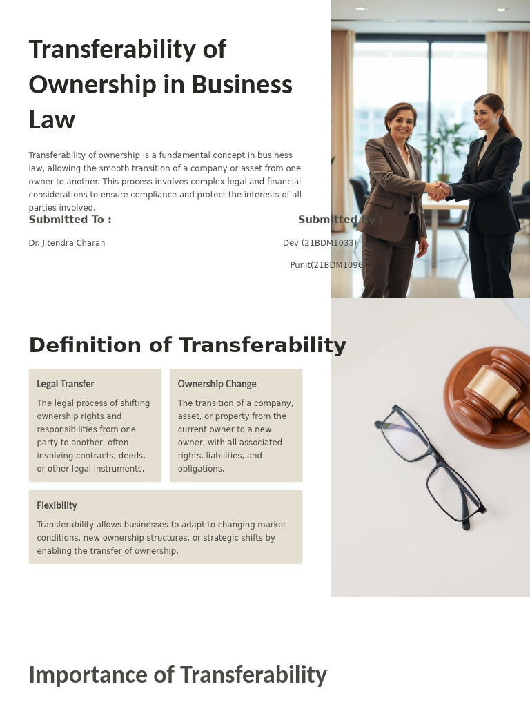 Transferability of Ownership in Business Law | PDF