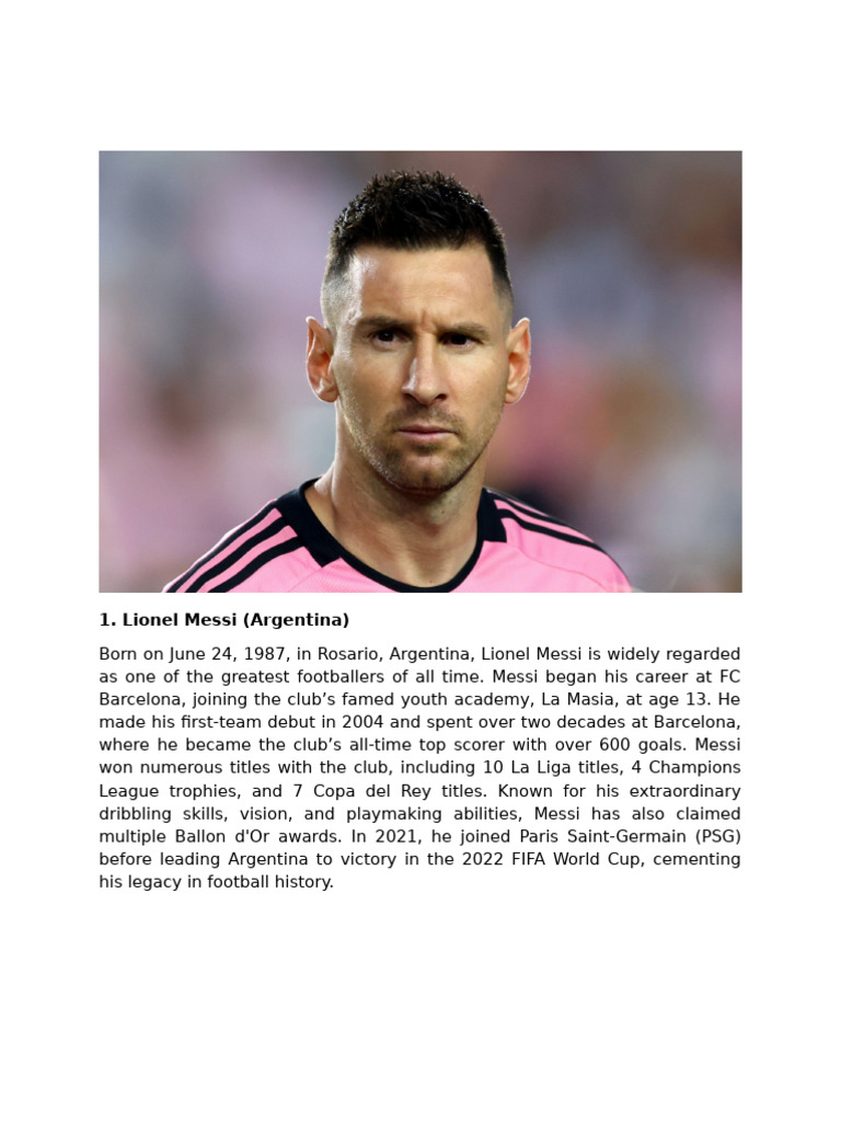 Famous Football Player | PDF