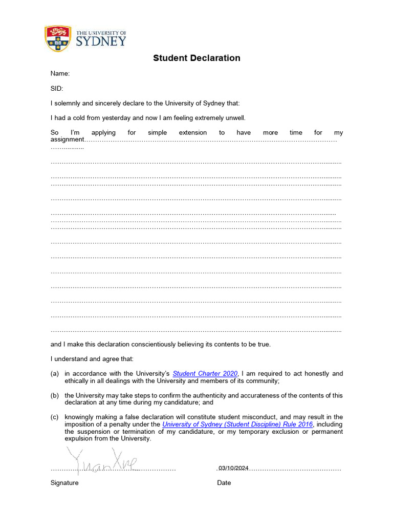 Student Declaration | PDF