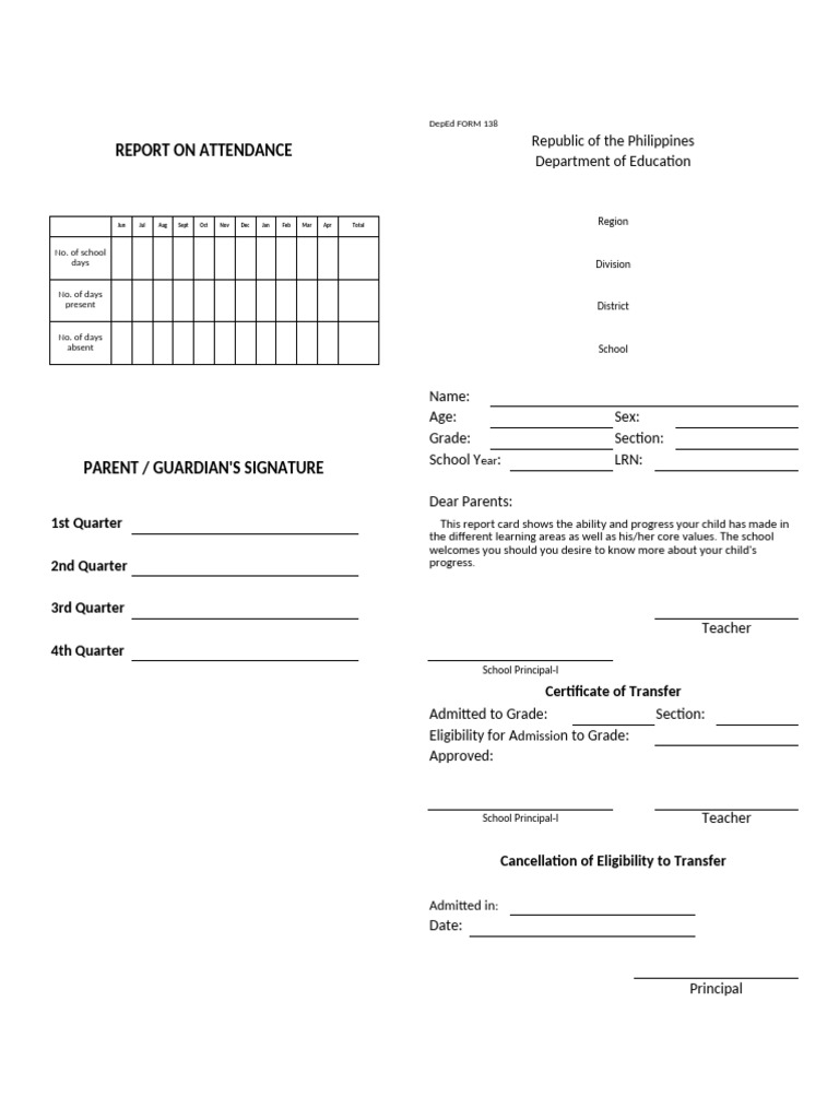 Form 138 | PDF