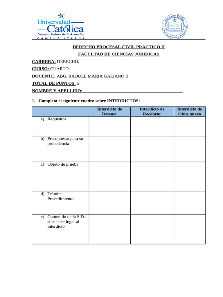 Tarea #8 - Interdictos | PDF
