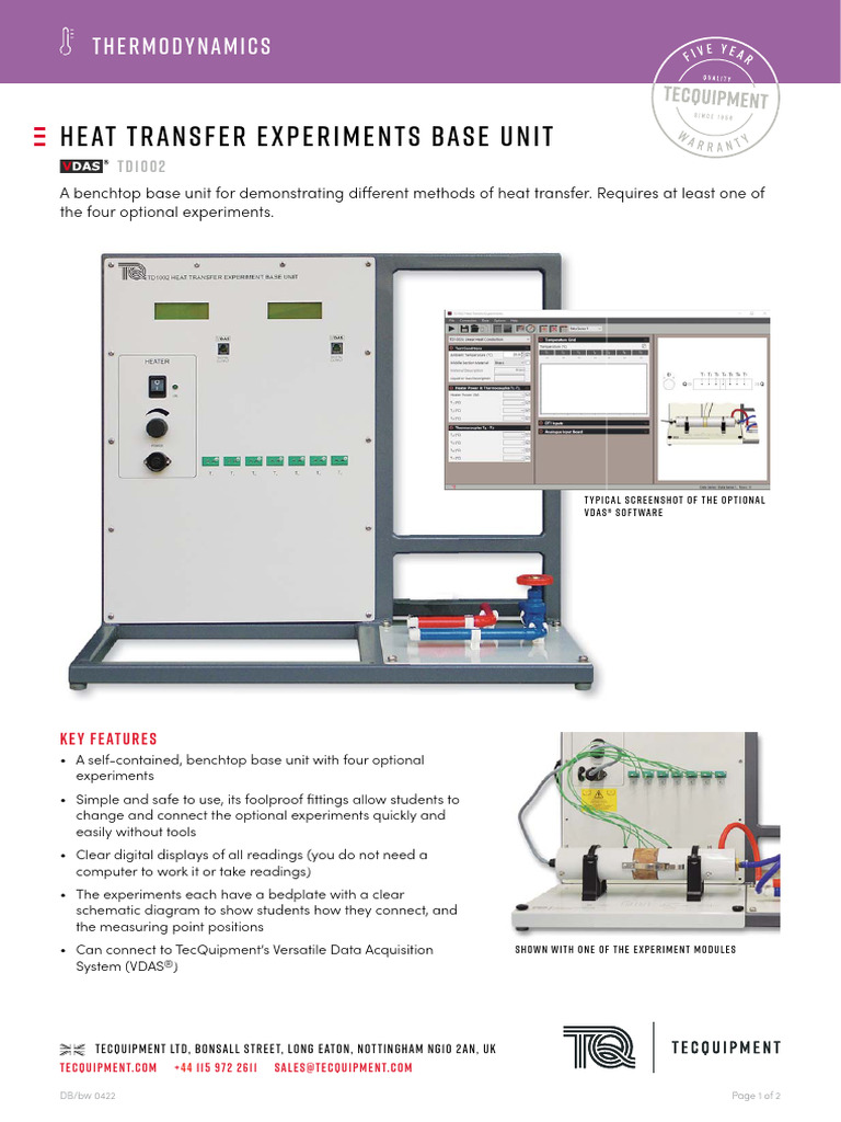 4 - TD Heat Transfer Experiments Base Unit | PDF