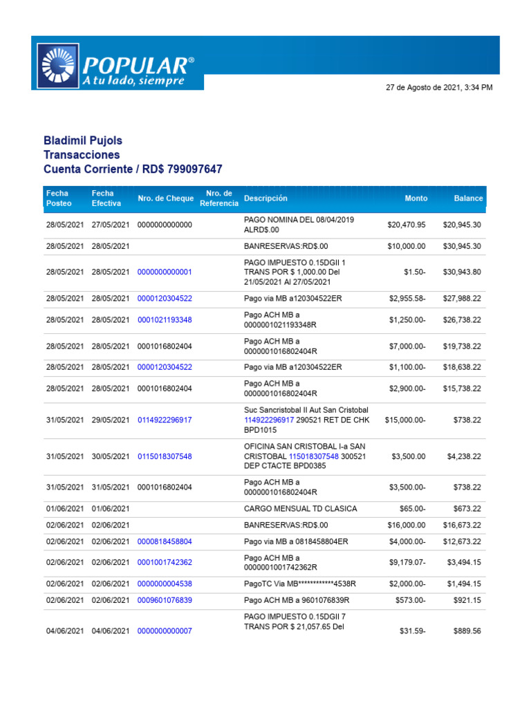 Banco Popular - Internet Banking | PDF