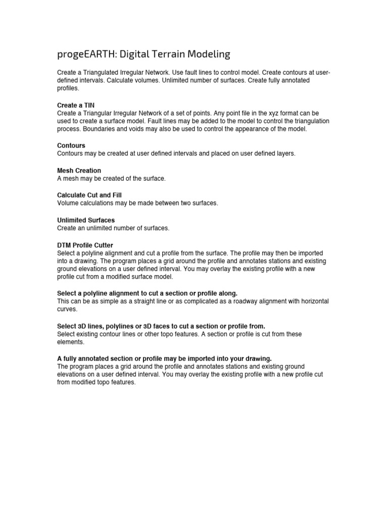 progeEARTH DTM | PDF