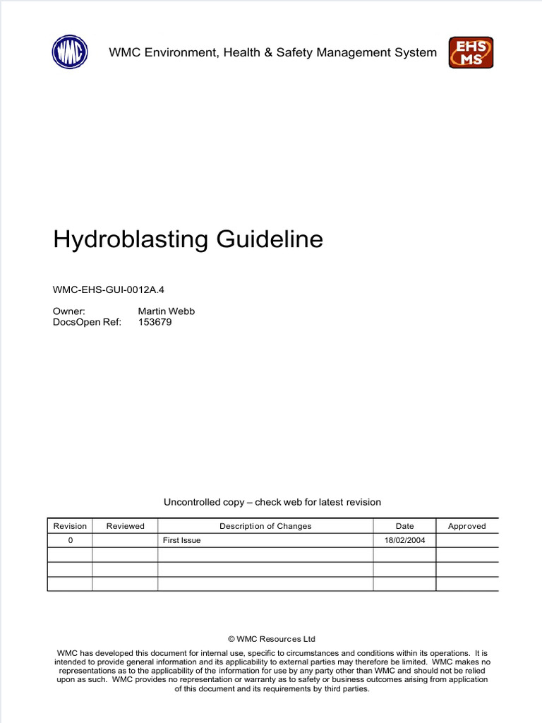 Hydoblasting Guidelines | PDF