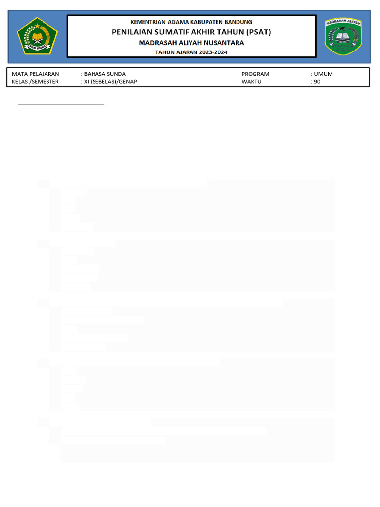 Psat B Sunda X | PDF