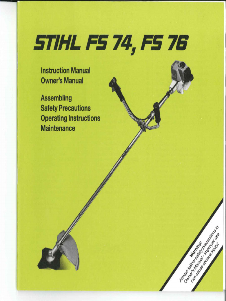 STIHL FS 74 FS 76 Owners Instruction Manual | PDF