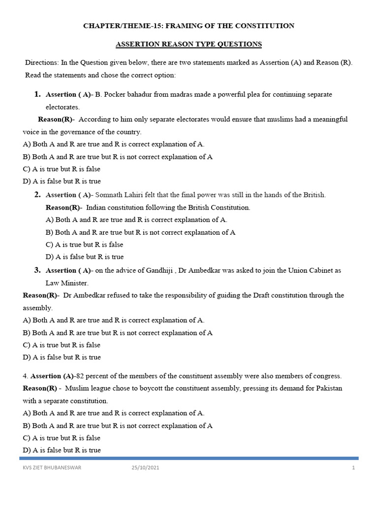 CLASS 12 - CHAPTER 15 - MCQ, AR, SQ, Maps | PDF