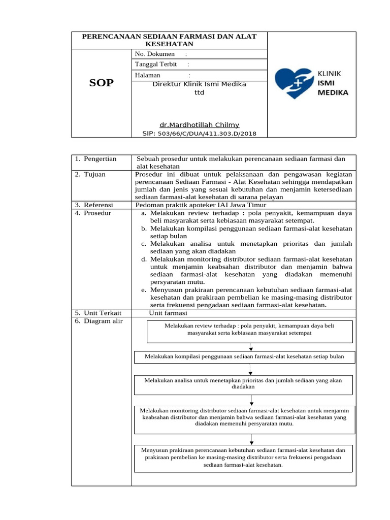 SOP Perencanaan Sediaan Farmasi Dan Alkes | PDF | Pengembangan Diri